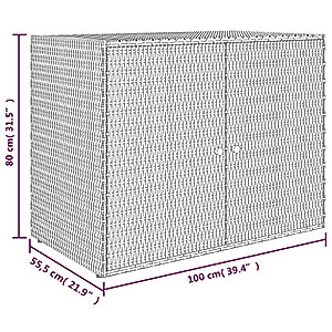CHARMMA Outdoor Storage Cabinet Poly Rattan Garden Storage Shed with 2 Doors and Large Storage Compartment Weather Resistant Outdoor Storage Cabinet for Garden,Patio,Balcony Gray 39.4"x21.9"x31.5"