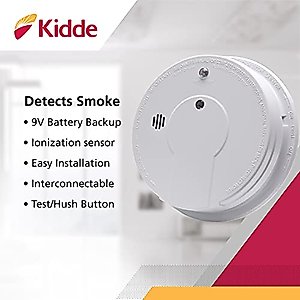 Kidde Hardwire Carbon Monoxide Alarm with Digital Display and Peak Level Memory 5.75 Diameter x 1.8 Depth & Smoke Detector, Hardwired Smoke Alarm with Battery Backup Included, Interconnect, Pack of 6