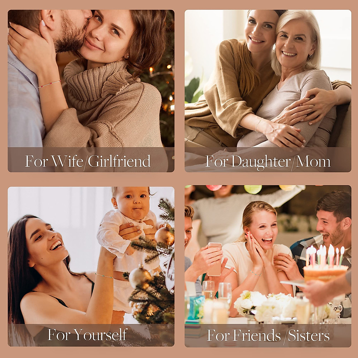 LOUISA SECRET Birthstone Bracelets for Women, 925 Sterling Silver Dainty Simple Women Charm Link Bracelet, Birthday Anniversary Jewelry Gifts for Women Wife Mom Her