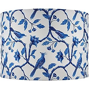 Tristan Home Premium Blue and White Floral Cylinder Drum Lamp Shade Spider Fitting 13x13x9 Inches