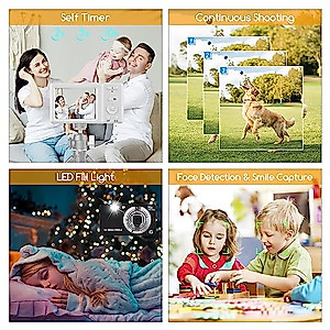 Andoer Kids Camera, 2.7-inch TFT Portable Digital Camera 56MP 4K Ultra HD 20X Zoom Auto Focus Self-Timer Face Detection Anti-Shaking with 2pcs Batteries Hand Strap Great Gift for for Kids Teens