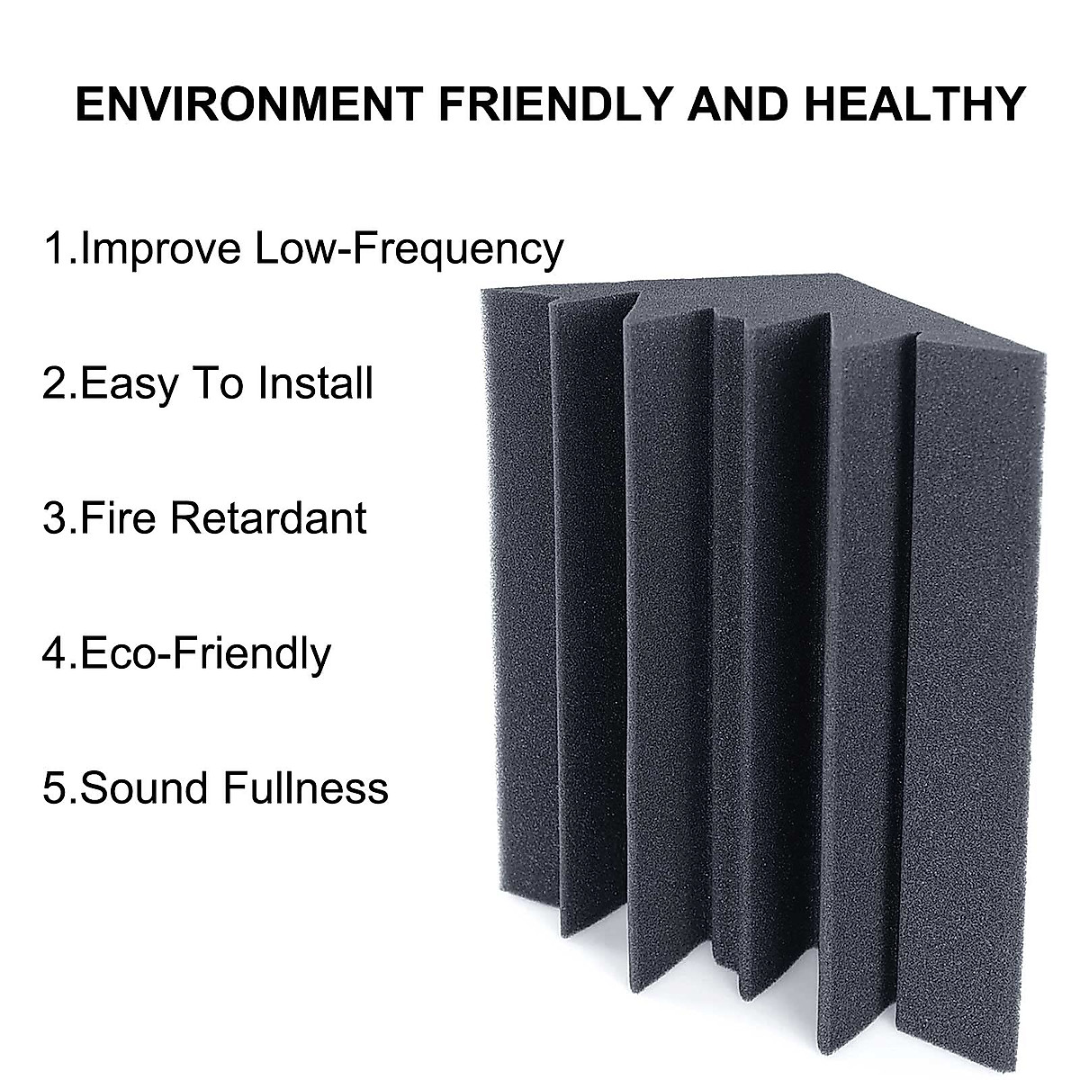 DEKIRU 8 Pack Acoustic Foam Bass Traps Corner Block 12" X 7" X 7", Studio Foam Sound Proof Foam Panles Noise Dampening Wall Soundproofing Padding, Ideal for Studio, Home or Theater