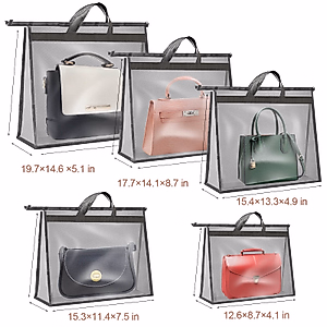 Fyoudis Transparent Handbag Dust Cover Bag Purse Storage Organizer with Zipper - Clear Dust-proof bag Purse Protector Storage Bag for Closet Shelf - 5 Sizes