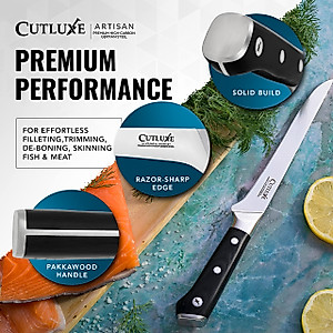 Cutluxe BBQ Carving Knife Set – Brisket Slicing Knife and Boning Knife for Meat Cutting – Professional Knife with Razor Sharp German Steel, Full Tang, Ergonomic Handles – Artisan Series