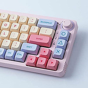 Hyekit PBT Keycaps 132 Keys Marshmallow Keycaps Dye-Sublimation Cute Keycaps XDA Profile Custom Keycaps for Cherry Gateron MX Switches Mechanical Keyboards