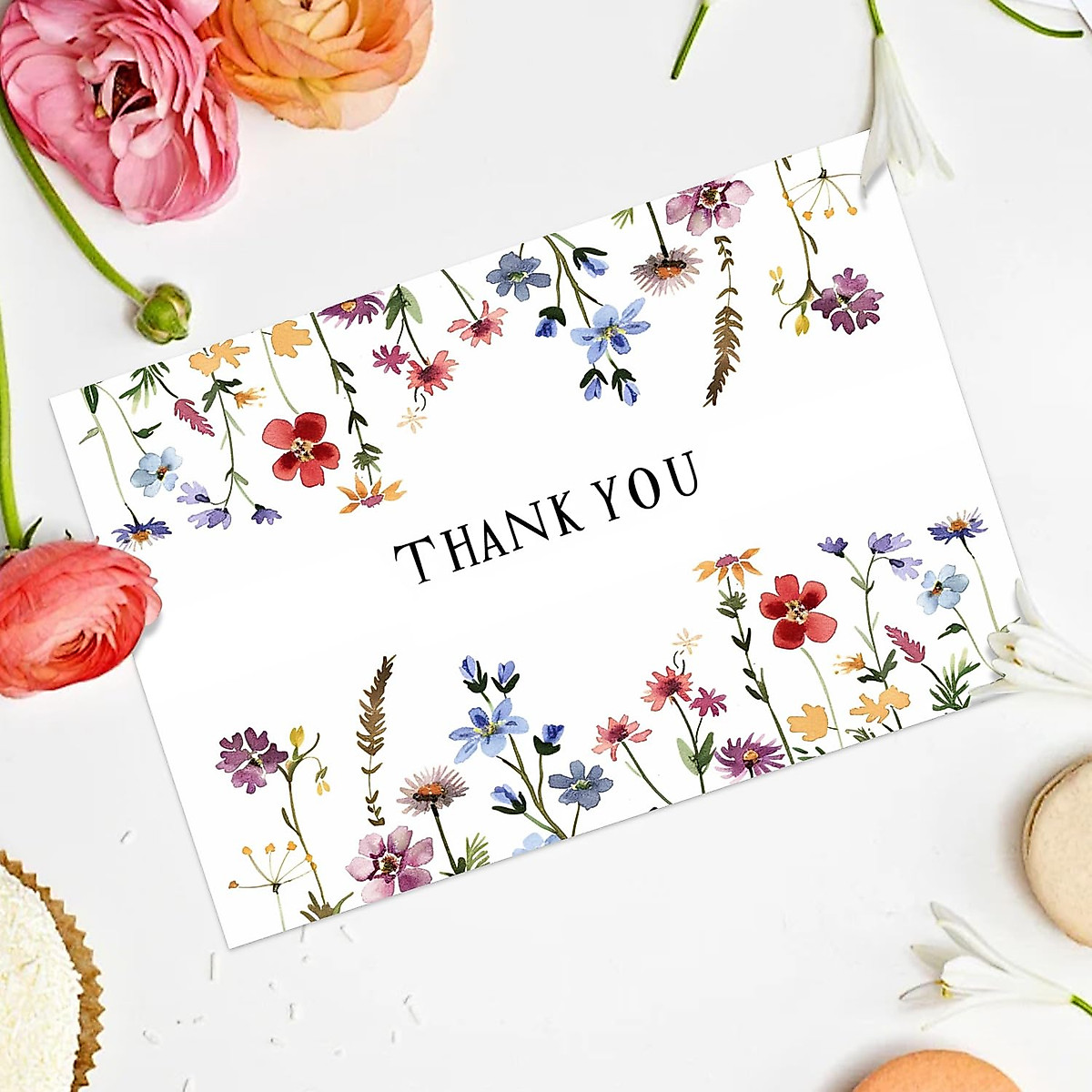WEIZHEN Wildflower Thank You Cards with Envelopes (Bulk 20-4x6) - Thank You Notes Set - Floral Thank You Cards with Envelope - for Birthdays, Weddings, Bridal Showers, Baby Showers