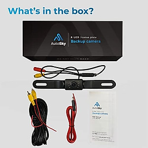AutoSky Newest HD Back up Camera, 8 LED License Plate Reverse Camera - Back up Camera for Cars, Trucks, Pickups, SUVs or RVs - Easy Installation, Waterproof