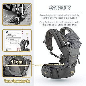 FRUITEAM Baby Carrier, 6-in-1 Baby Carrier with Waist Stool, One Size Fits All -Adapt to Newborn, Baby Hip Carrier for Breastfeeding, Infant & Toddler