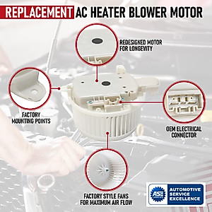 Replacement AC Blower Motor - Compatible with Toyota Vehicles - Sequoia 2008, 2009, 2010, 2011-2019, Sienna 2011-2020 - Replaces Part 87103-0C051, 700298, 75050, 871030C051 - Fan Assembly