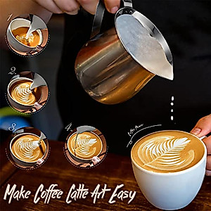 Potchen 24 Pack Stainless Steel Bell Creamers 3 Ounce Creamer Pitcher Mini Coffee Milk Pitchers with Handle and Pouring Spout Cups for Serving Espresso, Tea, Milk, Jam, Maple Syrup, Sauce