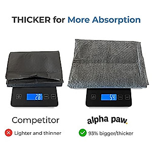 Alpha Paw - Odor Eliminating Pee Pads for Dogs, Extra Thick Disposable Leak-Proof Dog Pads, Quick-Dry, Non-Slip Backing, With Pheromones To Attract Your Dog
