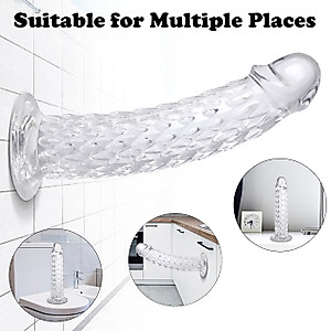 Upgrade 8.3 Inch Dragon Scales Realistic Dildo G Spot Stimulation Dildos with Powerful Suction Cup for Hands-Free Play Anal Adult Sex Toy for Women and Couple (Clear)