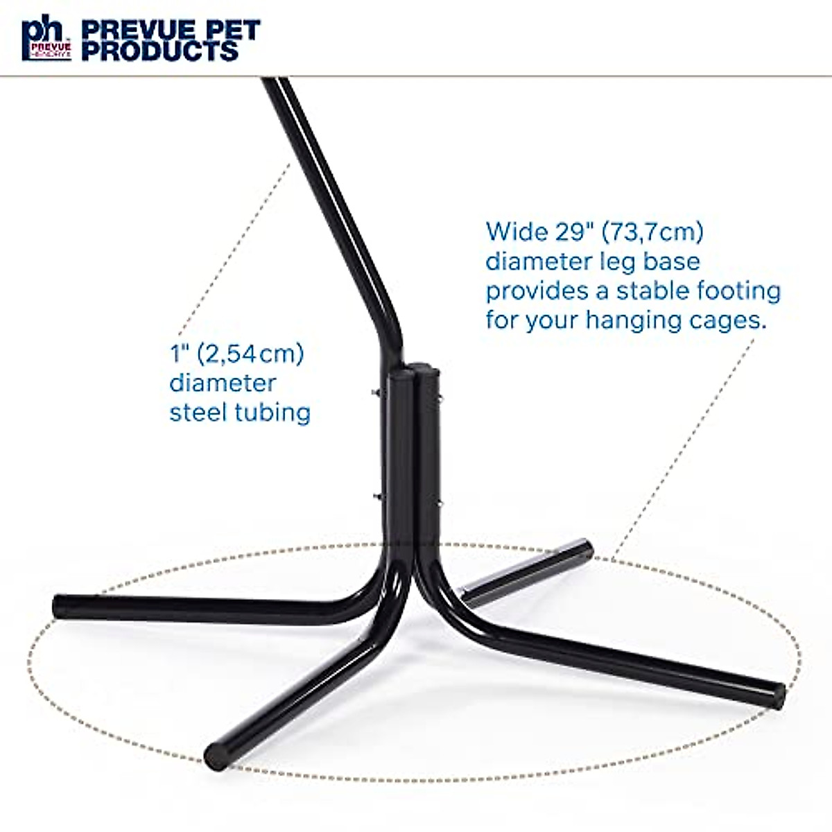 Prevue Hendryx Tubular Steel Hanging Bird Cage Stand 1780 Black, 24-Inch by 24-Inch by 62-Inch