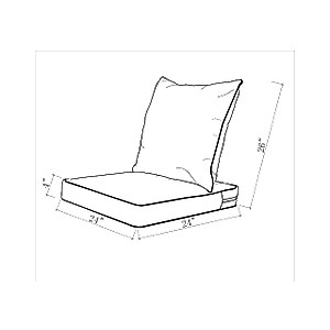 ARTPLAN Indoor/Outdoor All Weather Chair Cushions Set Deep Seat Back Pillows Outdoor Cushions for Patio Furniture