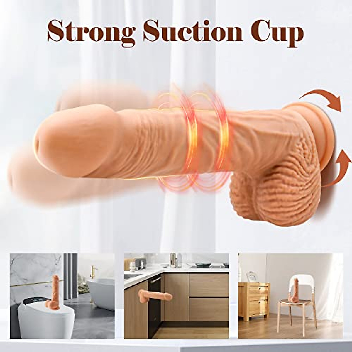 Realistic Thrusting G Spot Dildo Vibrator Adult Sex Toys for Women, 3 in 1 Lifelike Rotating Vibrating Dildos for Anal Stimulation, Strap on Thick Penis Dildo with Strong Suction Cup for Couples
