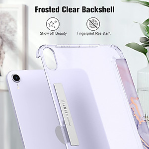 Fintie SlimShell Case for iPad Mini 7 (A17 Pro) 2024 / iPad Mini 6 2021, [Magnetic Clasp] Lightweight Stand Case w/Translucent Frosted Back Cover for iPad Mini 7th/6th Generation 8.3", Lilac Marble