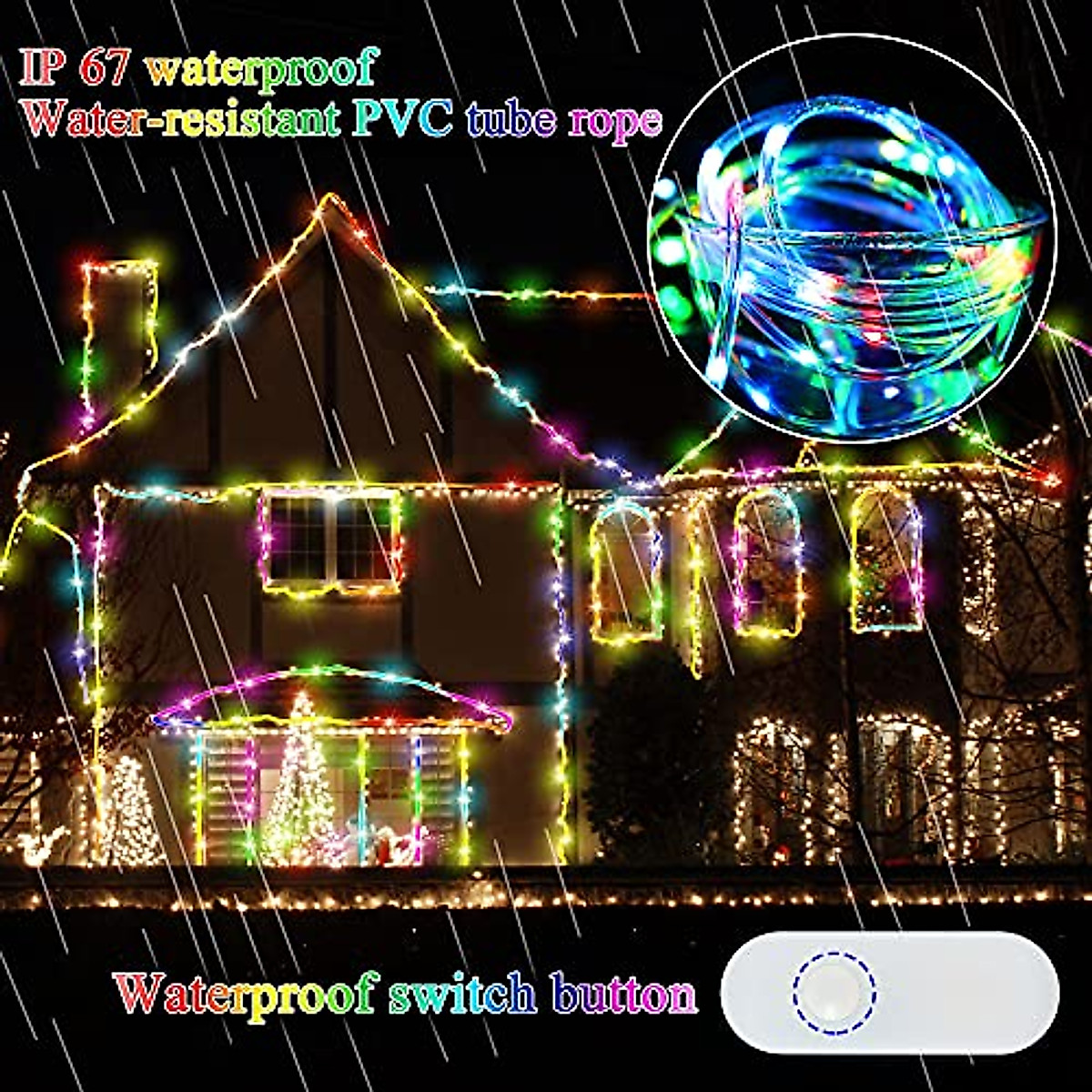 4th of July Rope Lights for Memorial Day, 33 ft 100 LEDs Waterproof Outdoor Neon Rope Lights with 16 Colors Mode and Remote for Home Garden Yard, Patriotic Independence Day Memorial Labor Day Decor