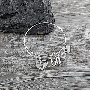 Infinity Collection 60th Birthday Charm Bracelet, Fabulous and Sixty Birthday Gifts for Women, 60th Birthday Gift Ideas