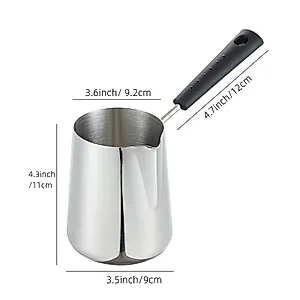 Grehge oz Milk Butter Warmer Pot Stovetop Chocolate Melting Pan Cezve Ibrik Briki Greek Arabic Coffee Maker for Maple Syrup Butter Heating Stainless Steel