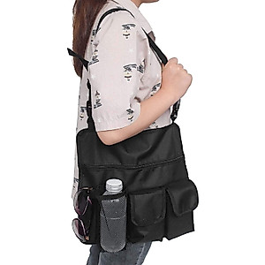 Outdoor Beach Chair Armrest Bag, Fishing Beach Chair Hanging Storage Bag Tote Bag Organizer Hanging Storage Bag Pouch Snack Bag for Camping (Black)