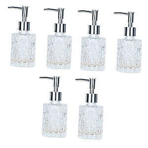 STAHAD 6 Pcs Glass Cosmetics Bottles Refillable Wash Hand Liquid Bottle Glass Lotion Bottle Glass Pump Bottle Empty Pump Dispenser Glass Dispenser Foam Soap Dispenser Travel Shampoo Clean