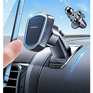 Magnetic Phone Holder for Car, Kozart Universal [Upgrade Kit] Magnet Car Mount for Dashboard & Vent 360°Rotation Cell Phone Mount Compatible with iPhone, Samsung, LG, GPS, Mini Tablet & More