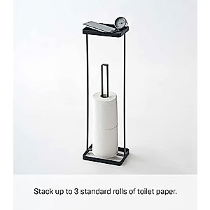 Yamazaki Home Roll Stand with Tray | Steel | Toilet Paper Stocker, One Size, Black