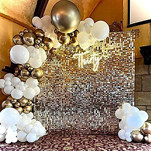 ZOPIBAICO White Gold Balloon Garland Arch Kit - 124pcs 18 12 10 5In White Metallic Chrome Gold and Gold Confetti Latex Balloons for Graduation Birthday Wedding New Year Party Decorations