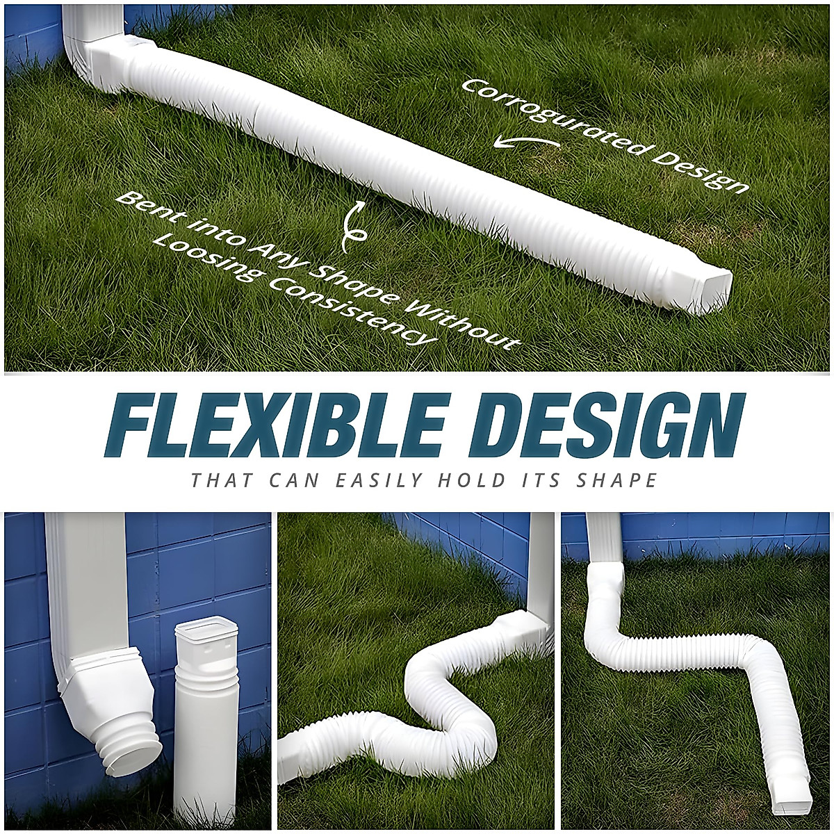 Gutter Downspout Extensions 2 pack, water gutter, Gutter Extension Flexible with Unit Bit Downspout Extension White Downspout Extender Downspout Diverter Downspout Drain Extension