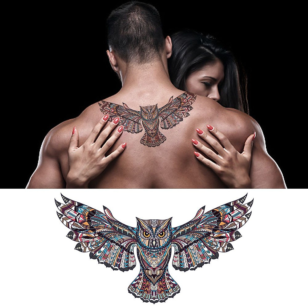 Large Tattoos Fake Temporary Body Art Stickers for Men Women Teens, VIWIEU 3D Realistic Girls Chest Temporary Tattoos, 5 Sheets, Water Transfer Body Tattoos