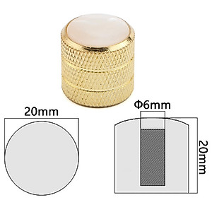 3 X Guitar Metal Volume Tone Dome Knobs 6mm Knurling Shaft Speed Control with Pearl White Top Gold