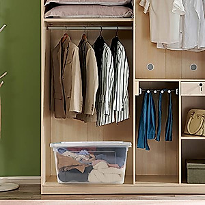 Ortodayes 6-pack 35 Liter Clear Storage Boxes, Plastic Latching Box Bins with Lids