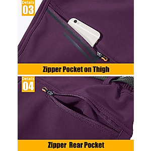 MAGCOMSEN Mens Ski Pants Hiking Pants Mens Snow Pants Waterproof Pants Winter Pants for Men Work Pants Softshell Pants Skiing Pants Snowboard Pants Men Purple Red