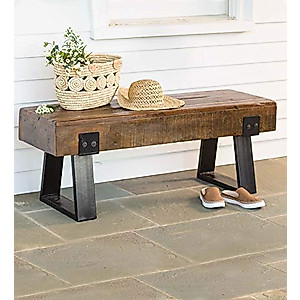 Plow & Hearth Richland Weatherproof Indoor Outdoor Entryway Bench | Holds Up to 300 lbs | Garden Patio Porch Park Deck | Wood | Natural