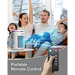 Portable Air Conditioners,ovolta 1400ml Evaporative Air Cooler 3 Speeds,USB Personal Air Conditioner with 7 LED Light,Portable AC Air Conditioner for Room Kitchen Office Desk Bedroom Camping (white)