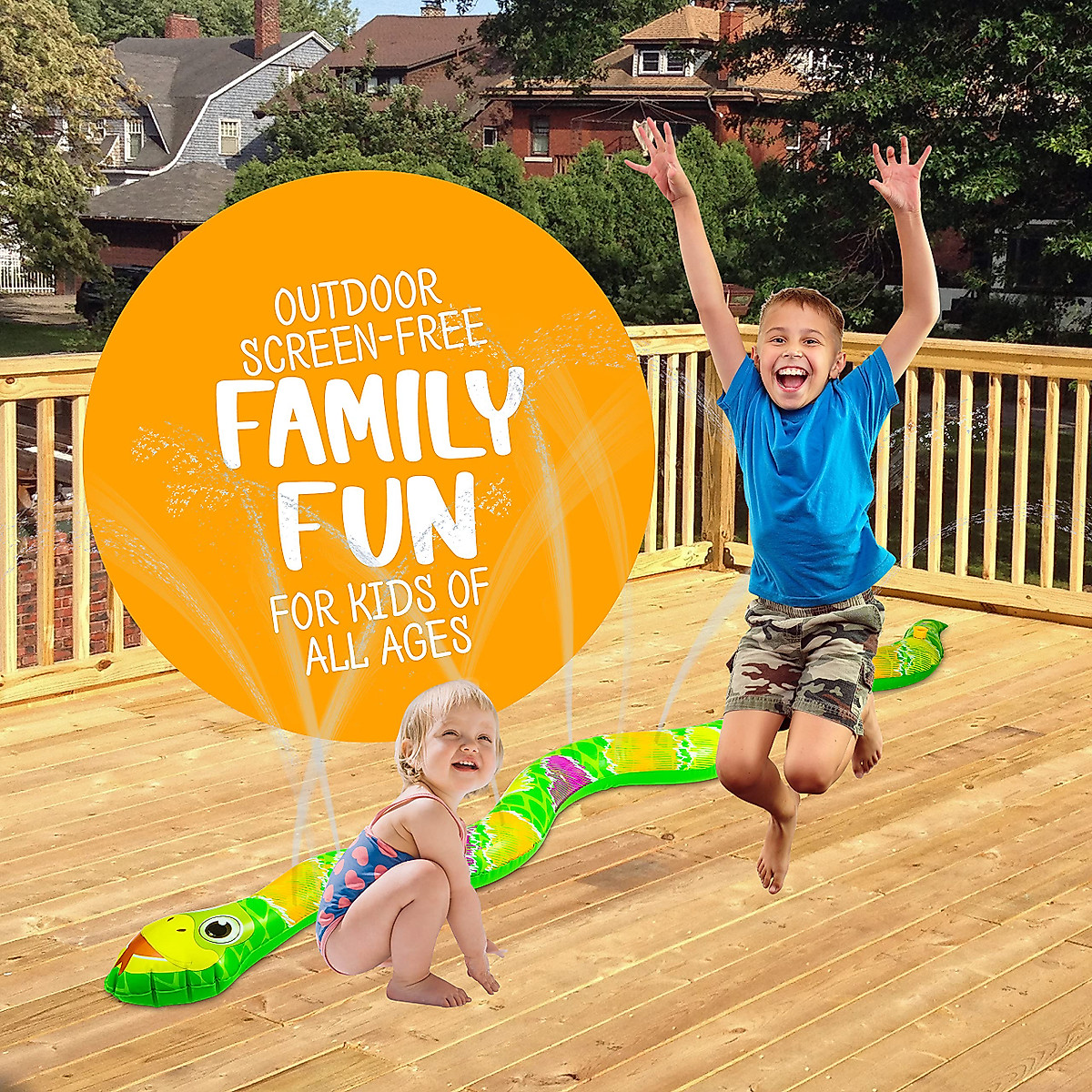 Splashin'kids Outdoor Snake Sprinkler Summer Blast Toddler Water Toys for Children Infants Boys Girls and Kids Perfect Outside Inflatable Water Park for Backyard Fun