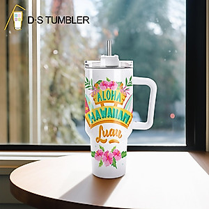 D·S 4 Pack 40 oz Sublimation Tumbler with Handle Insulated Large Sublimation Tumblers Bulk with Lids and Straws Stainless Steel Coffee Mugs for DIY Craft Heat Press Print
