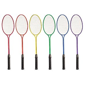 Champion Sports Tempered Steel Twin Shaft Badminton Racket - Set of six Colors