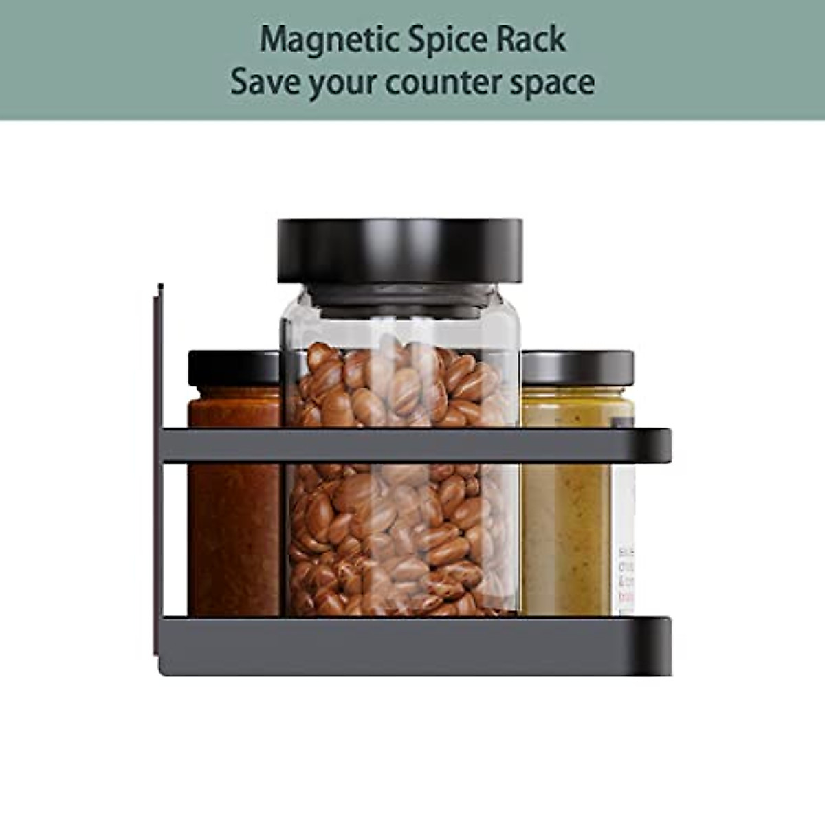 Magnetic Spice Rack Organizer Single Tier Refrigerator Spice Storage Shelf, kitchen organization, Easy to Install the Side of Refrigerator Can Hold spices,Jar of Olive Oil, Cooking Oils, Salt, Pepper, Small Things