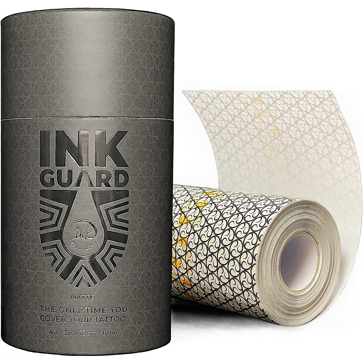 Ink Guard Matte Tattoo Aftercare Bandage 4" x 11 yd [10m X 10cm] Transparent Waterproof Cover Up Tape Roll Adhesive Bandage Protect and Heal Tattoos or Minor Skin Wounds
