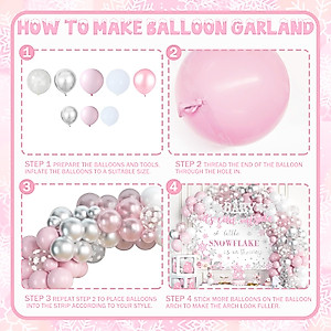 Fiesec Baby It’s Cold Outside Baby Shower Decorations Girl, Winter Wonderland Baby Shower Backdrop Balloon Garland Arch Glitter Banner Cake Topper Sash Snowflake Cutout Pink Silver 114 PCs