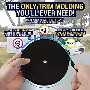 LATCH.IT Trim Molding Insert 7/8" (Black) | 100’ RV Molding Exterior | UV‑Resistant | Ultra‑Durable Vinyl RV Trim | Weatherproof & Flexible