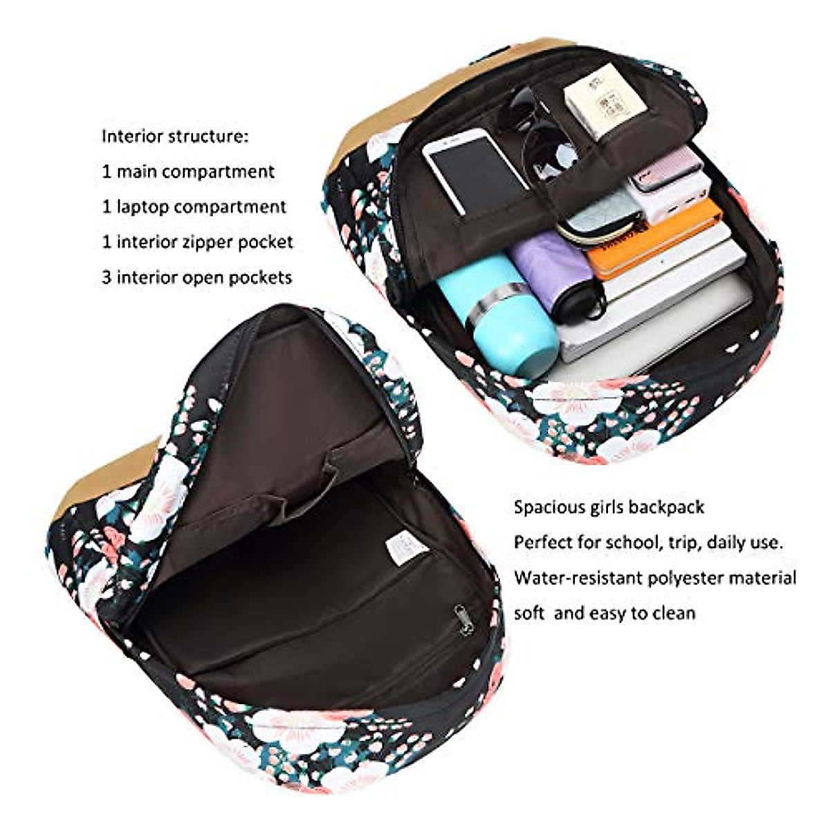 JIANYA School Backpack for Teen Girls School Bags Lightweight Kids Girls School Book Bags Backpacks Sets