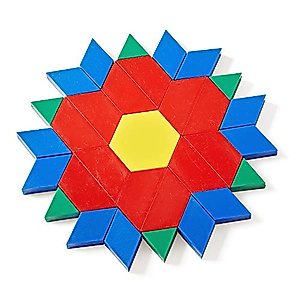 hand2mind Plastic Pattern Blocks for Kids, Shapes for Kindergarten, Montessori Toys, Geometric Shapes, Symmetry, Shape Recognition, Pattern Blocks for Classroom (Set of 1,250)
