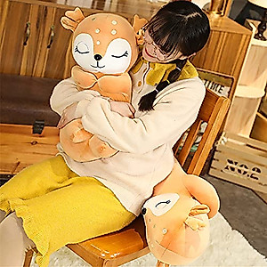 WUZHOU Cute Deer Plush Toys, Soft Reindeer Pillow Toys, Elk Deer Figurine Dolls, Stuffed Animals Plushie Decor, Christmas Birthday Gifts for Kids Girls Boys (Standing,11.8in)