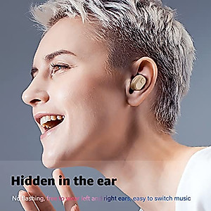 GOALSEN X7 Single Bluetooth Wireless Earbud Mini Invisible in-Ear Super Long Battery Life Headphone -Beige