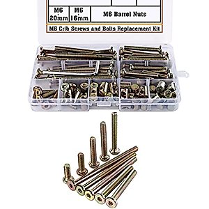 Crib Screws Bolts Replacement Hardware Parts Kit Metric M6 Allen Head Crib Bolts Barrel Nuts Compatible with Graco Solano Lauren Benton Hadley Asheville Ashleigh Stanton Cribs