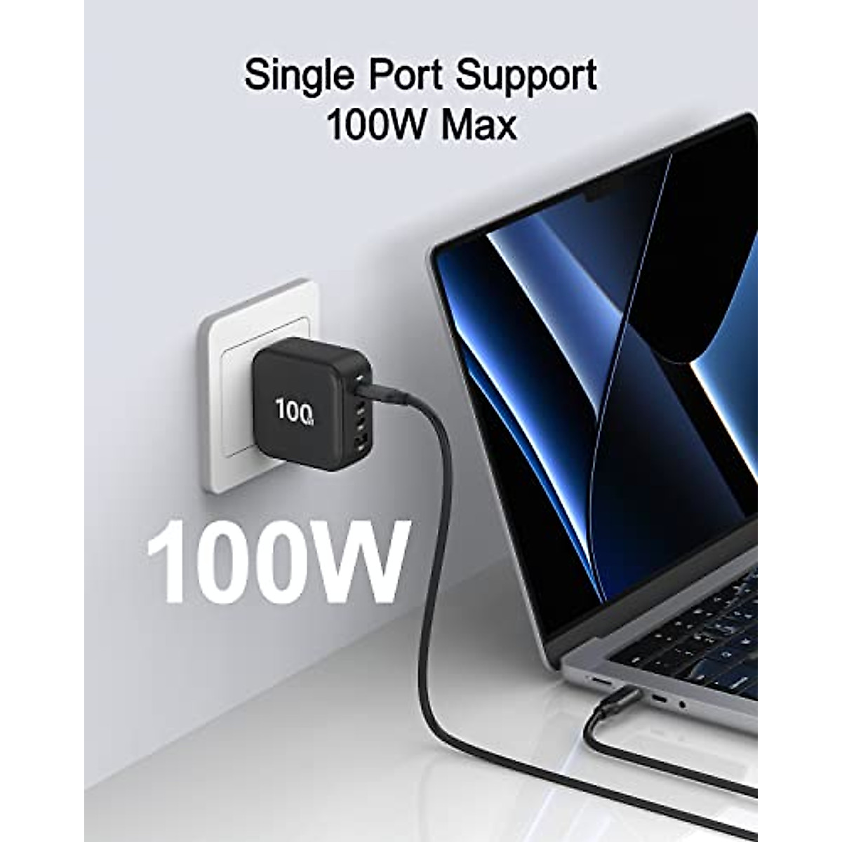 100W USB C Wall Charger, PD 3.0 PPS 4-Port GaN Super Fast Charger Type C Charging Station Foldable Power Adapter Travel Charger Block for MacBook Pro Air, iPhone 13, iPad Samsung Pixel Lenovo HP Dell