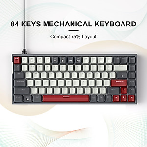 MageGee 75% Mechanical Keyboard,Wired Gaming Keyboard with Red Switches and Ice Blue Backlit Small Compact 75 Percent Keyboard Mechanical, Portable Gaming Keyboard Gamer for PC, MAC(Black Grey)