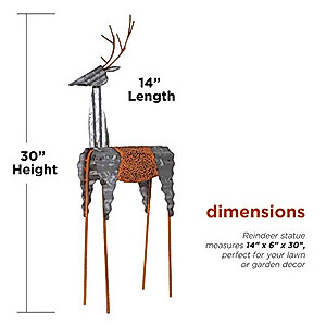 Alpine Corporation JUM324 Alpine Sheet Metal Reindeer, Outdoor Festive Decoration for Garden, Lawn, Yard Holiday décor, 30